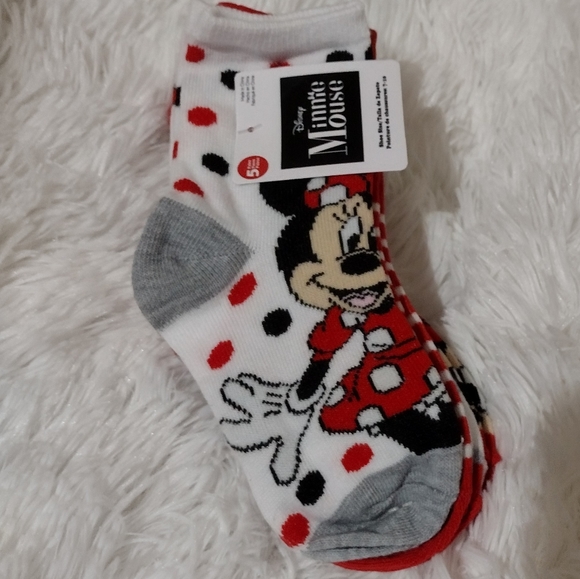 Disney | Accessories | Disney Minnie Mouse 5 Pair Multipack Socks Girl ...